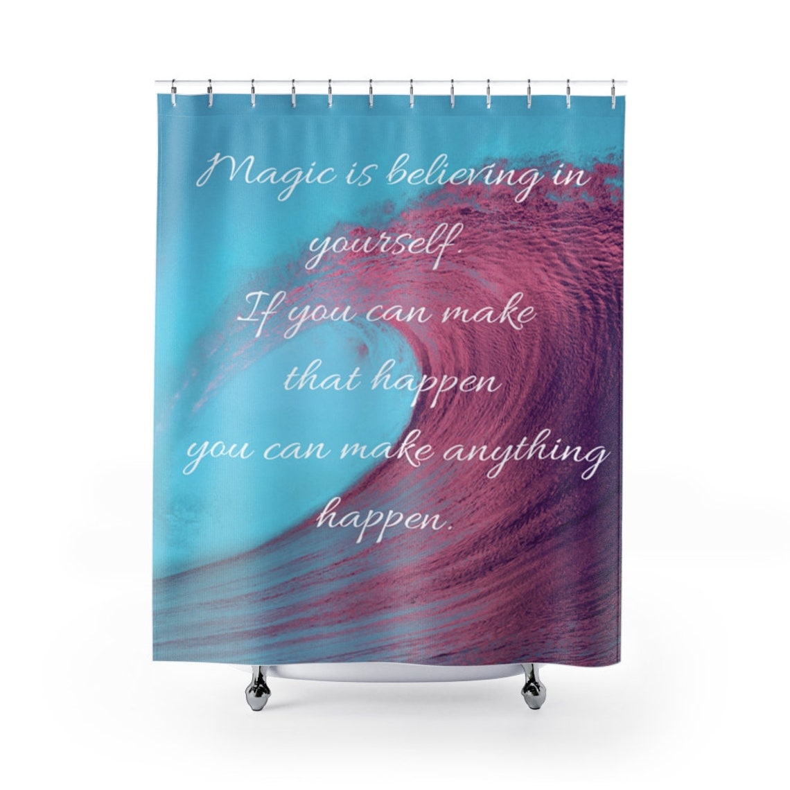 Quotes Shower Curtains Inspirational Ocean Blue Coastal Etsy