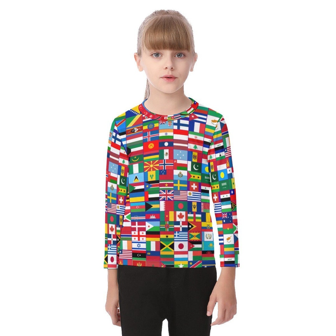 All Flags Kid's Sweatshirt, World Flags, Design, Girls, Boys, Children ...