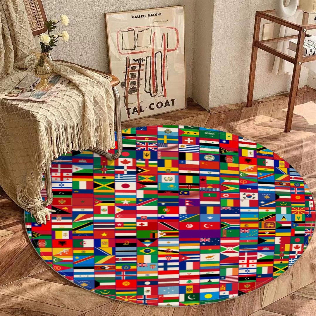 All Flags Round Mat, Print, Countries Flags, World Flag, Design ...