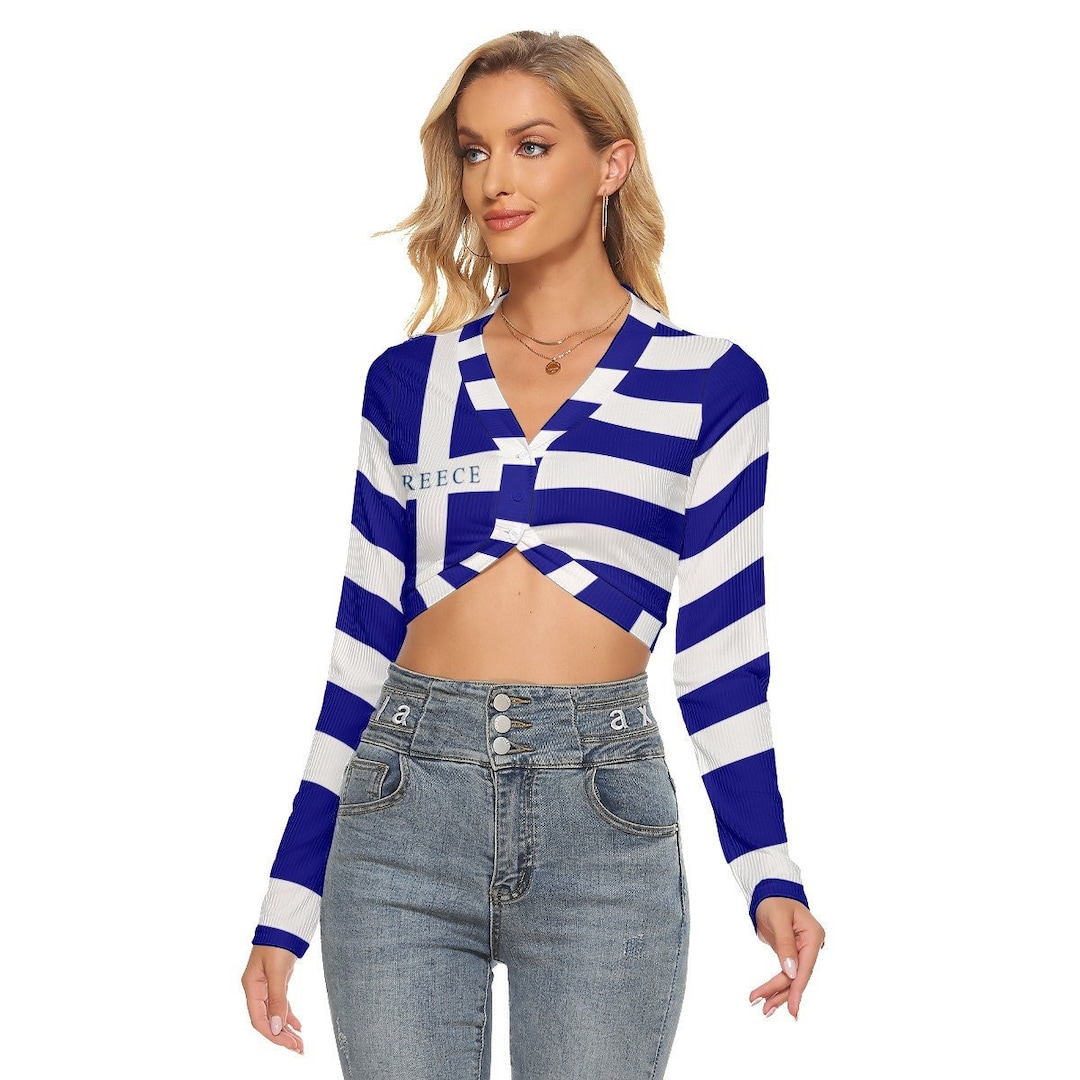 Greek Flag Women's Crop Top, Greece Flag, Ladies, Girls, Teens, Adults ...