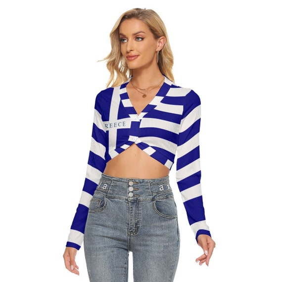 Greek Flag Women's Crop Top Greece Flag Ladies Girls - Etsy