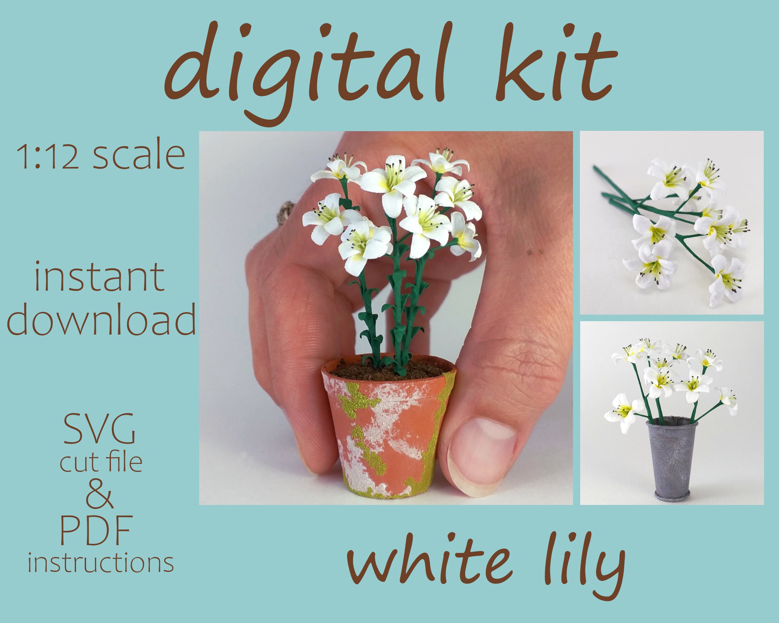 1 12 Scale SVG File Miniature Lilies 1 12th Scale Dollhouse Florist ...