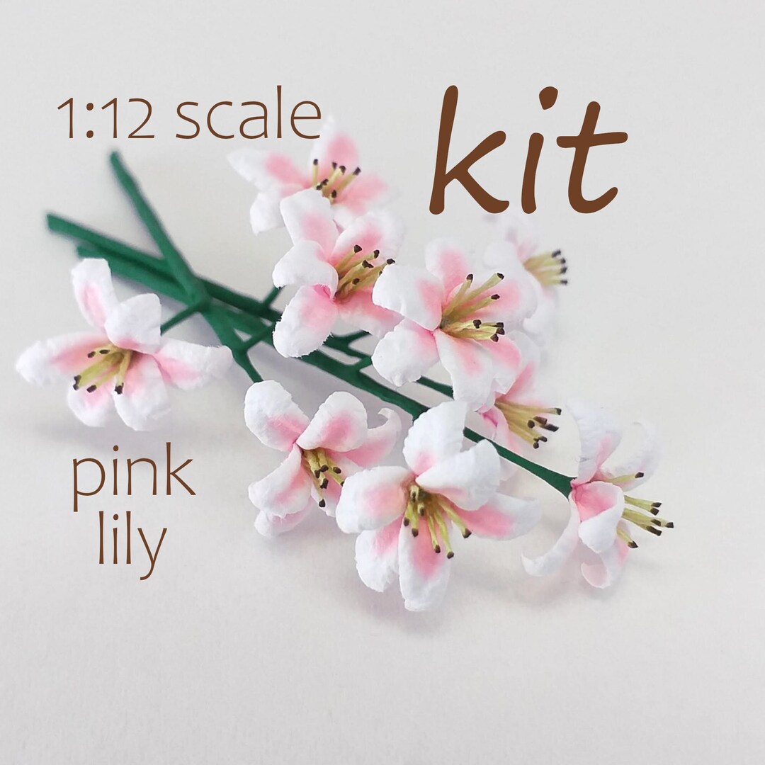 1 12 Scale Pink Lily Miniature Flower Kit Miniature Garden - Etsy