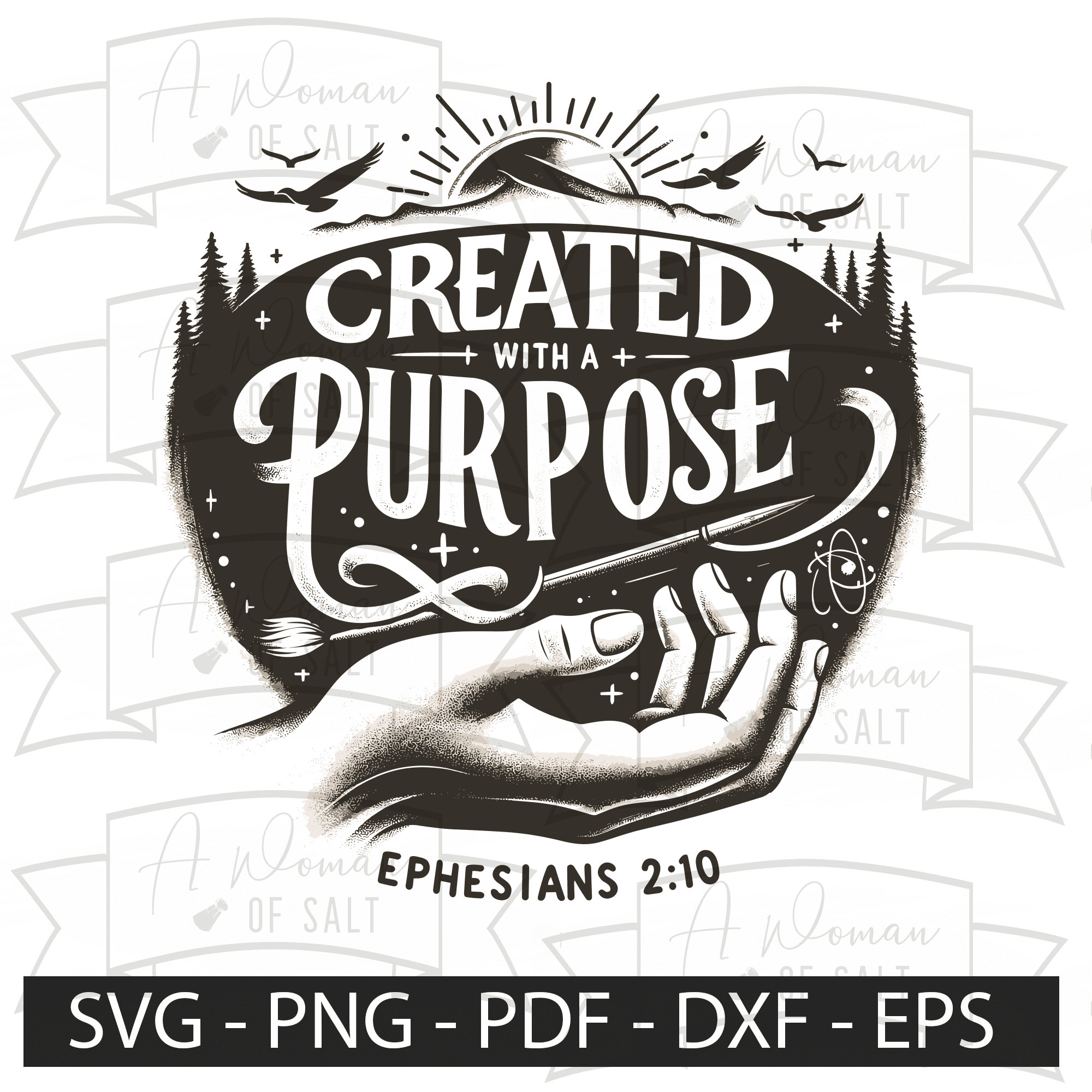 Created With A Purpose Ephesians 2:10 Inspirational Svg, Png, Eps, Pdf ...