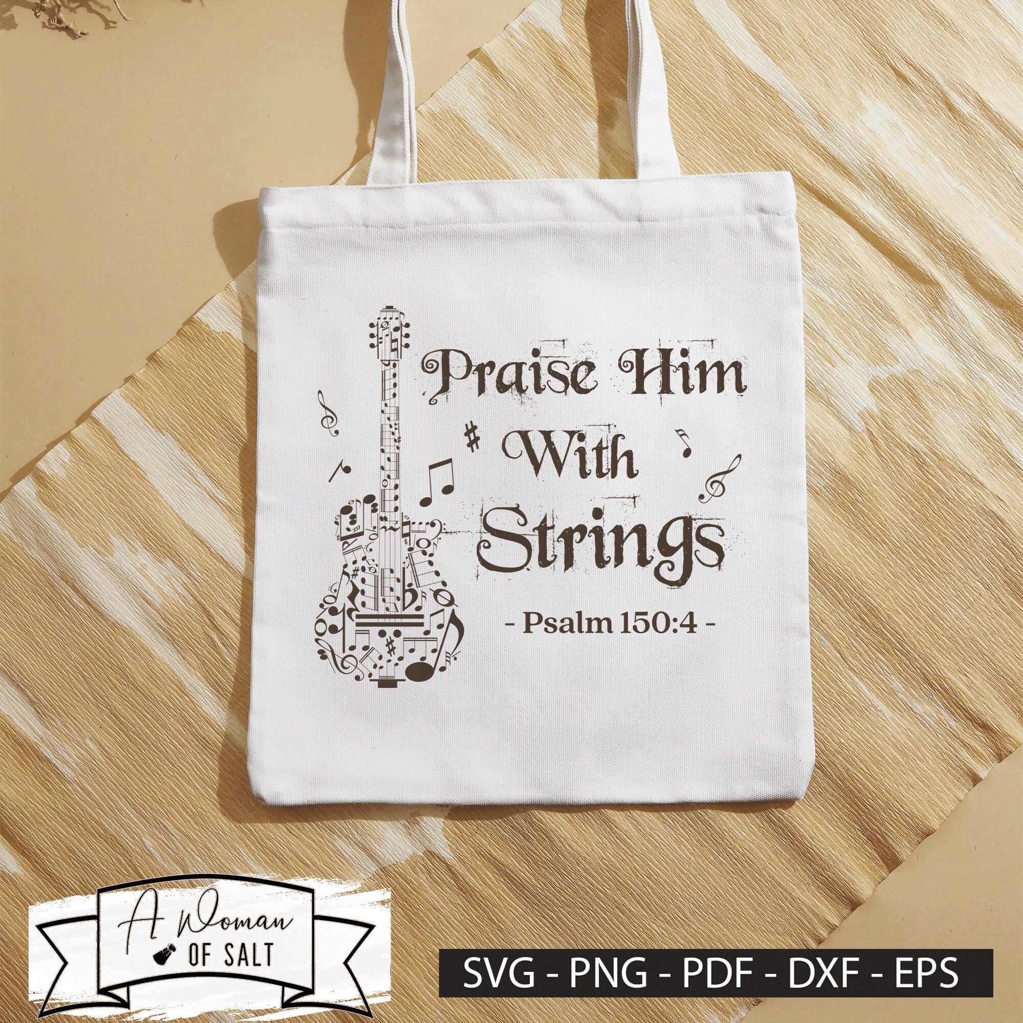 Praise Him With String Psalm 150:4 Guitar Svg Png Eps Pdf Dxf Christian ...