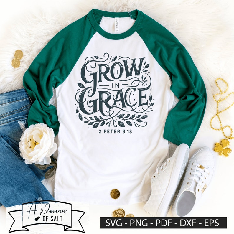 Bible Verse Svg - Grow in Grace 2 Peter 3:18 | Christian Digital Art ...