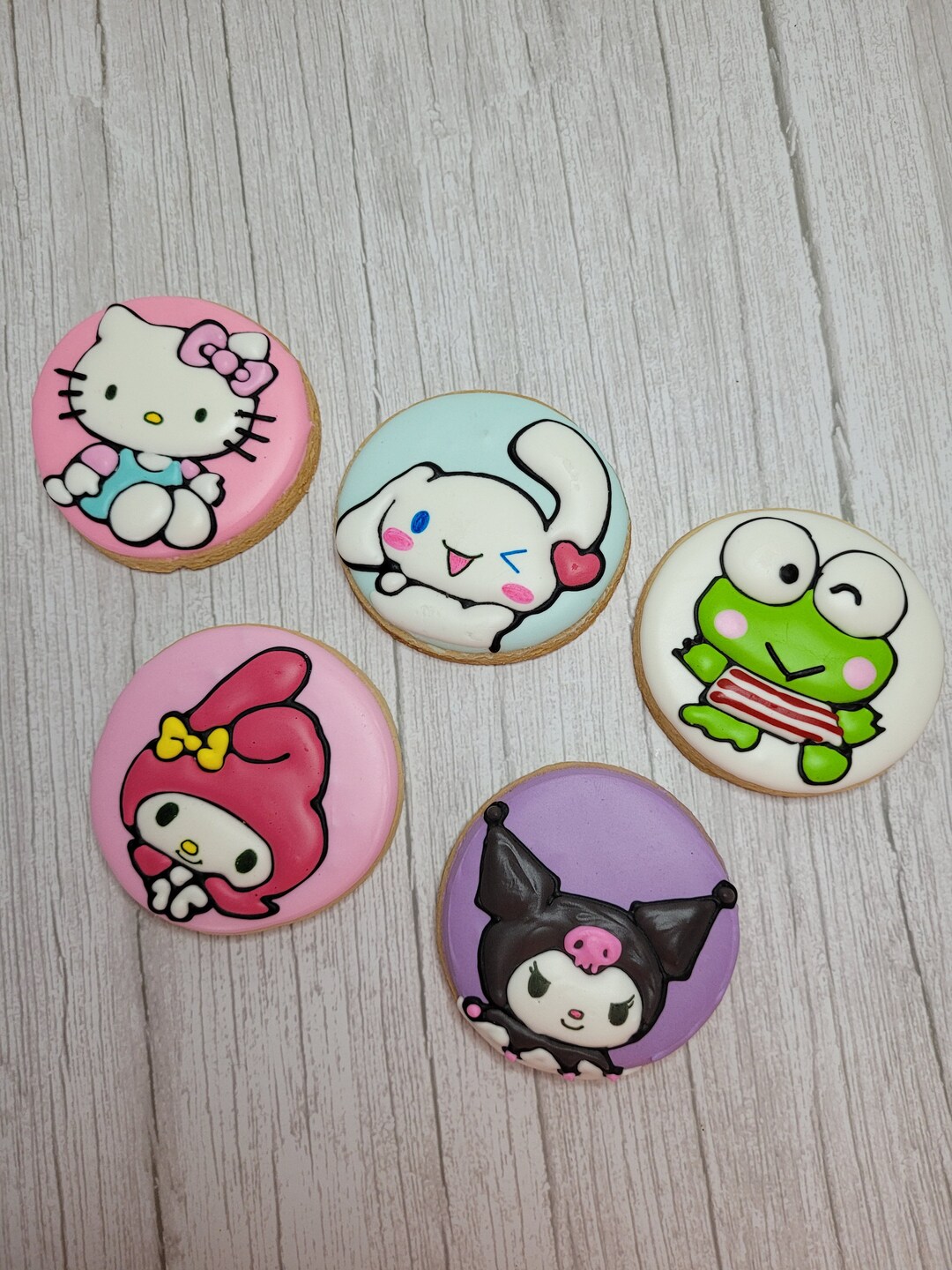 18 Royal Icing Sugar Cookies Sanrio Hello Kitty, Melody, Kuromi, Keropi ...