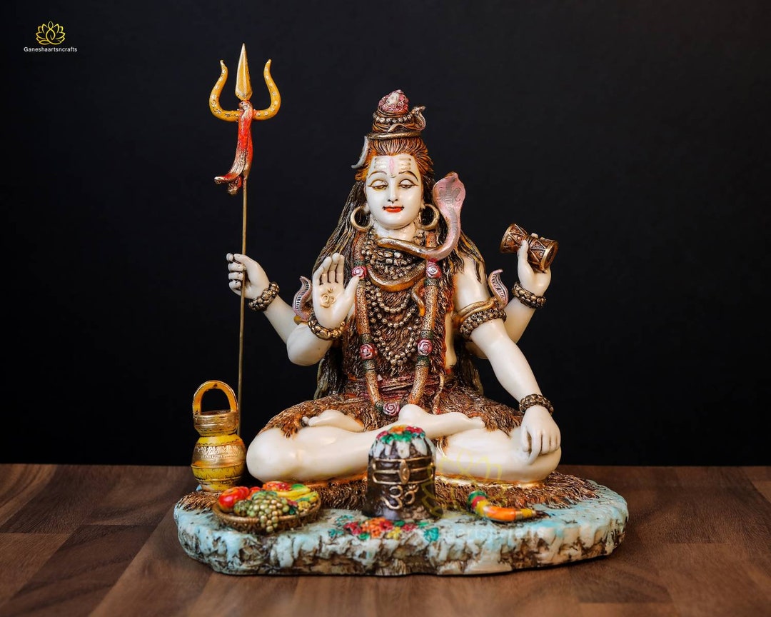 Adiyogi Shiva Statue: Cultured Marble Mahadeva Idol (22 CM) - Etsy
