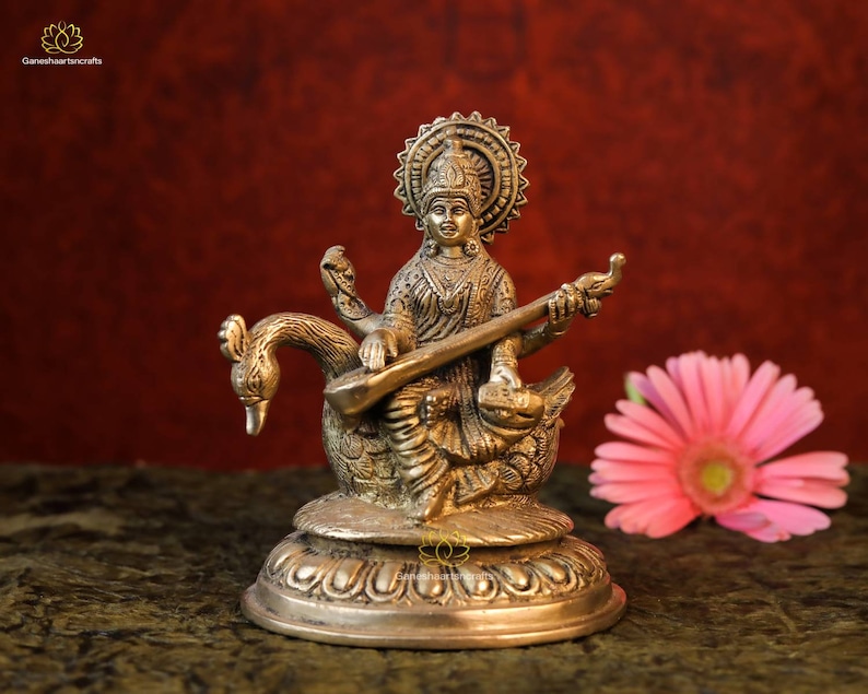 Saraswati Statue 18 CM Goddess OF Music Art Savitri | Etsy