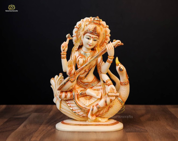 Goddess Saraswati 18" Statue - Sharda Idol Sculpture - Hindu Goddess of ...