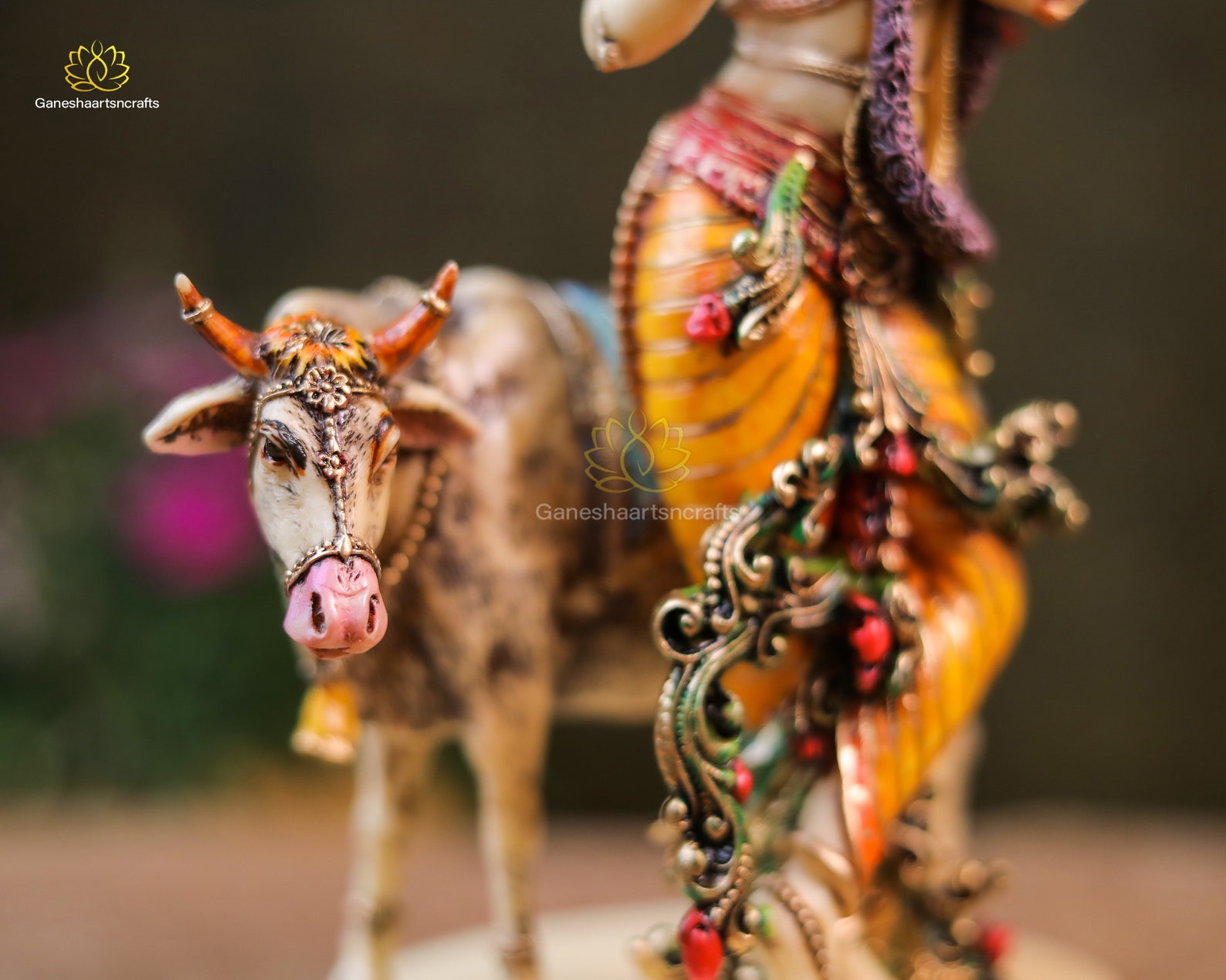 Cow Krishna Statue Lord Krishna Statue Cultured Marble | Etsy