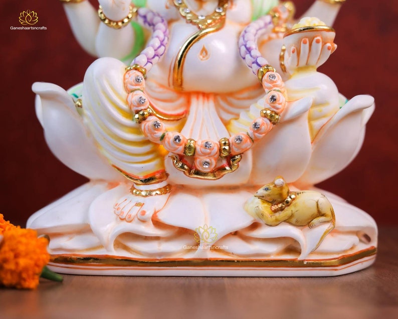 Hand Painted Marble Ganesh Statue - God of Good Luck (27 CM) - Etsy
