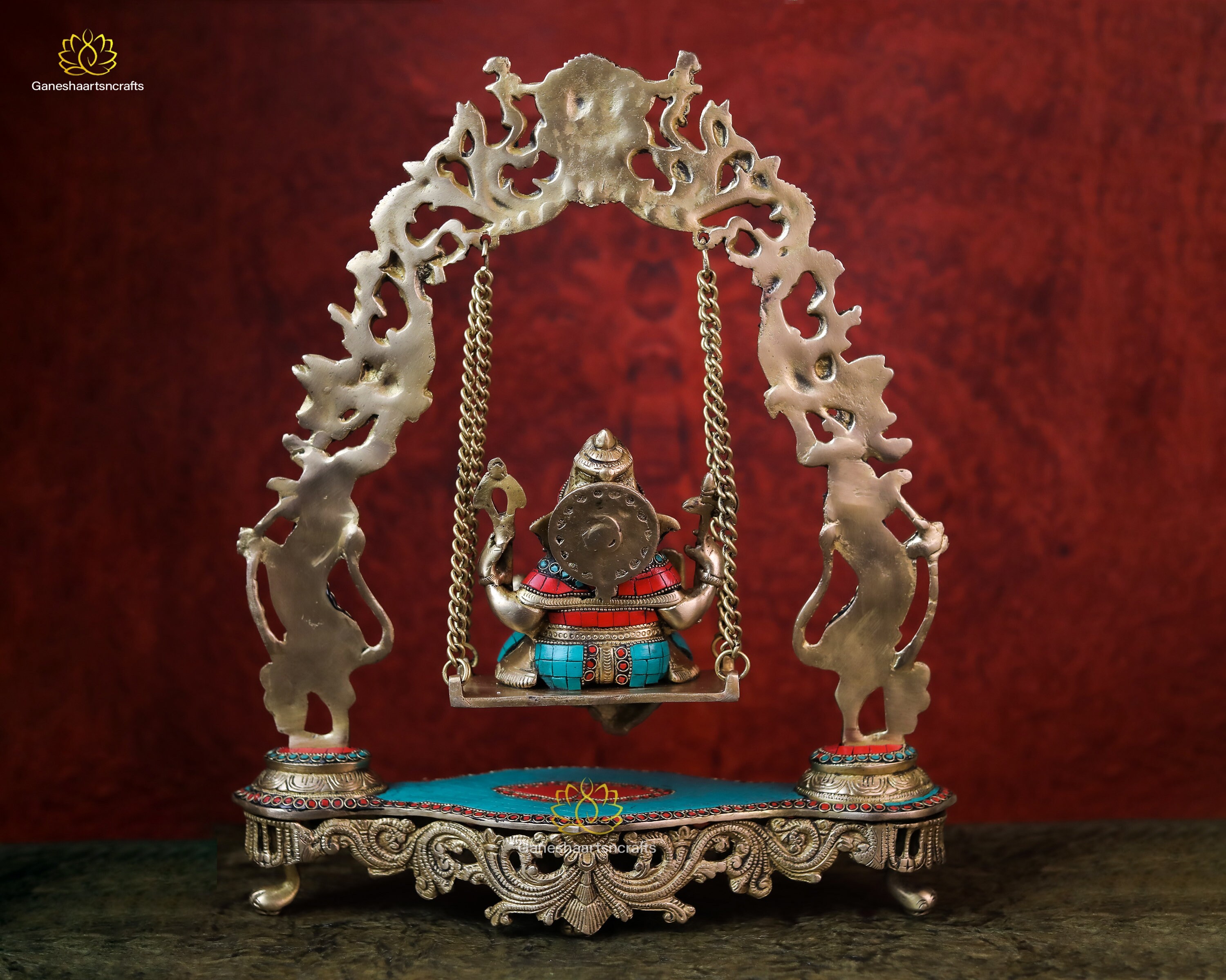 Swing Ganesha Brass Swing Ganesh Ganesh With Inlay Stone | Etsy