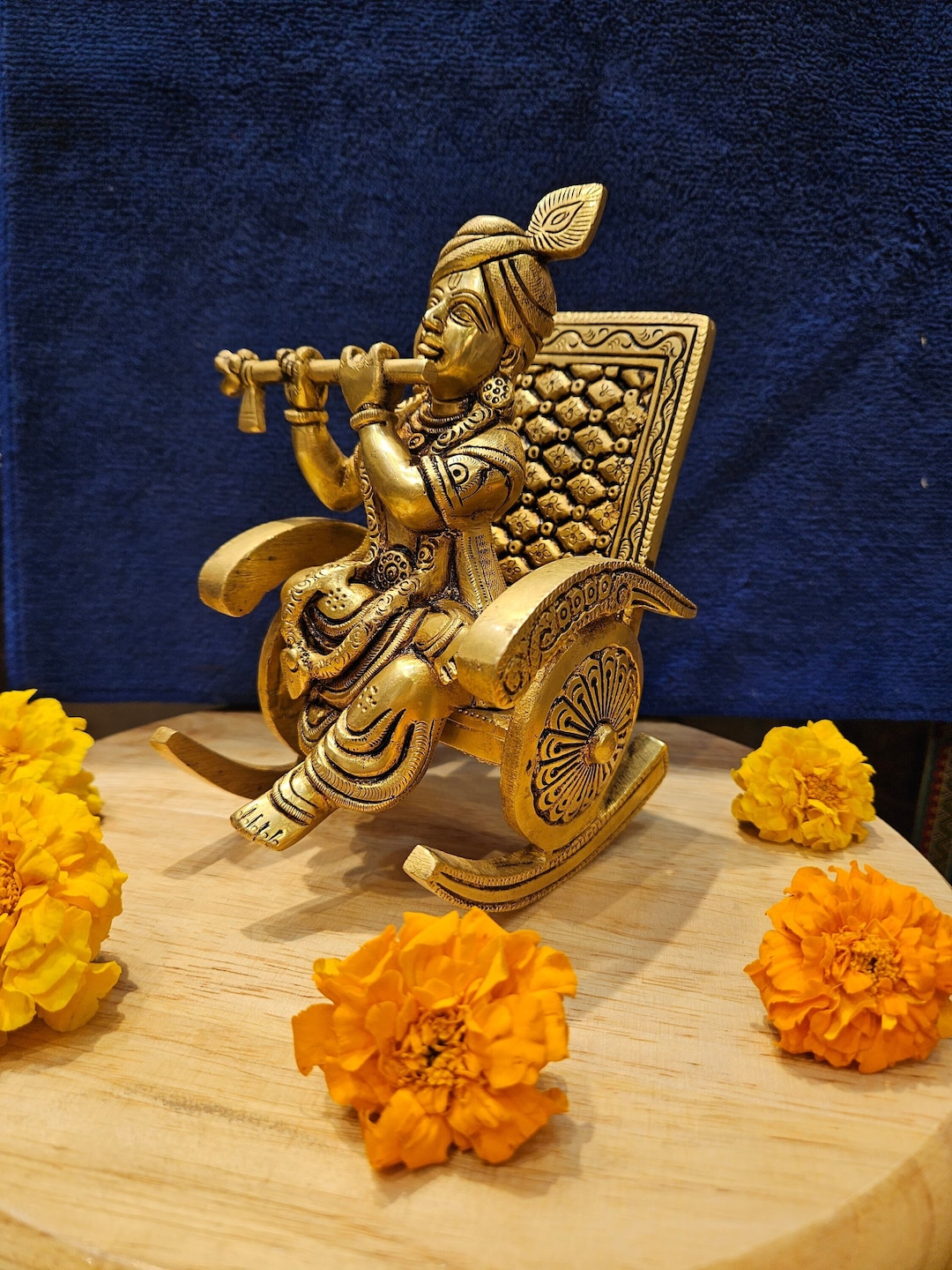 Flute Krishna Statue on Rocking Chair: Hindu God Vishnu - Etsy