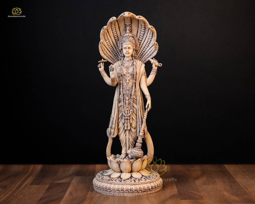 Cultured Marble Vishnu Statue: Hindu God of Protection (12 Inch) - Etsy