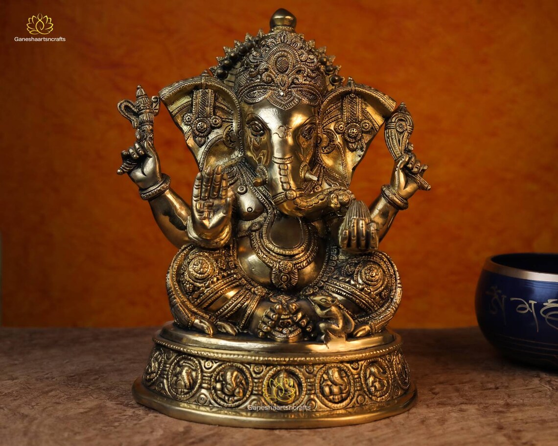 Ganesh Statue Lord Ganesha Brass Ganesha Sitting Ganesha - Etsy