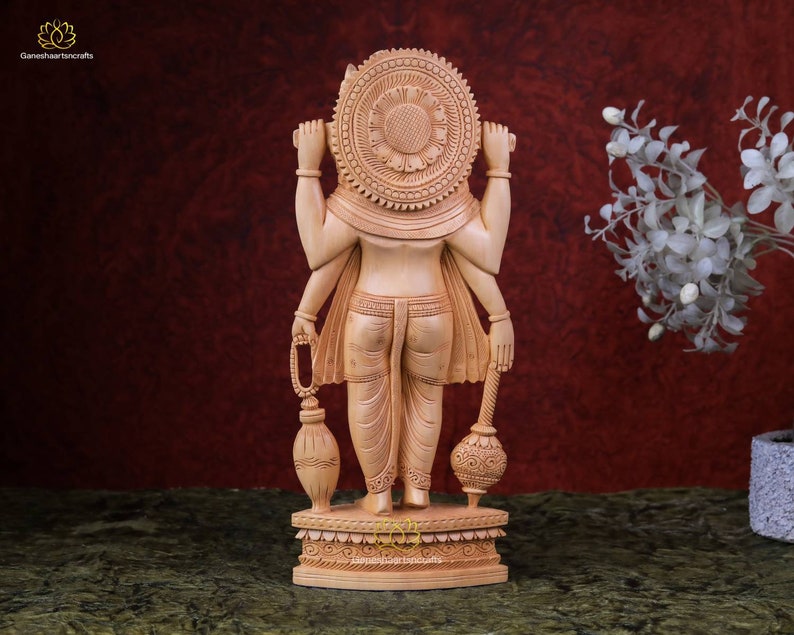 Lord Brahma Statue Wood Brahma Statue Consort of Saraswati - Etsy