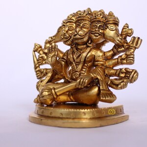 Brass Panchmukhi Hanuman Statue - Five Face Monkey God Idol - Etsy