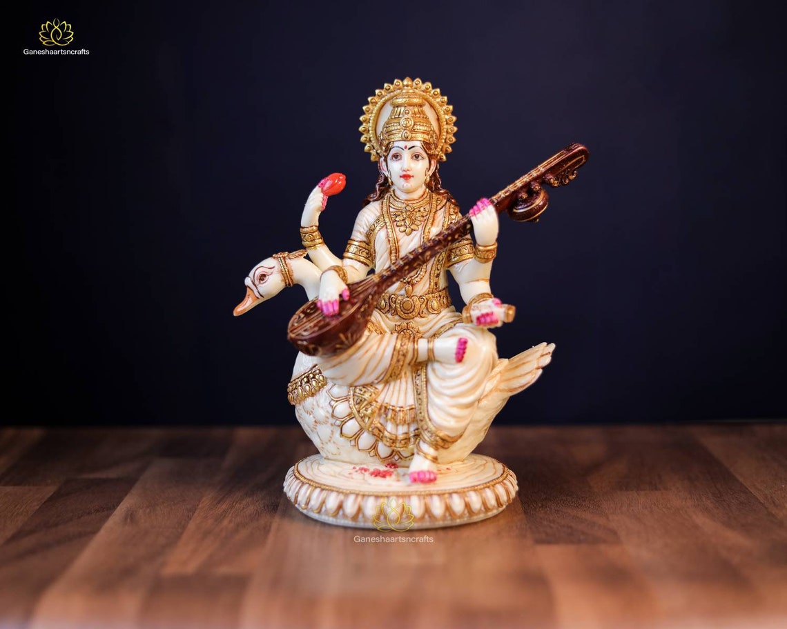 Sarswati Statue Saraswati on Swan God of Wisdom Goddess - Etsy