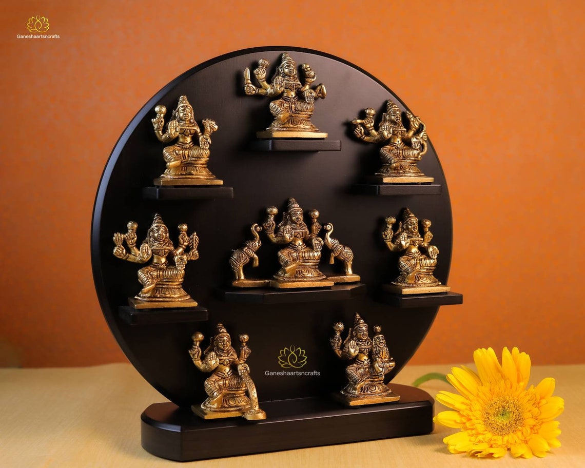 Ashta eight Lakshmi Statue Ashtalakshmi on Wood Stand - Etsy UK