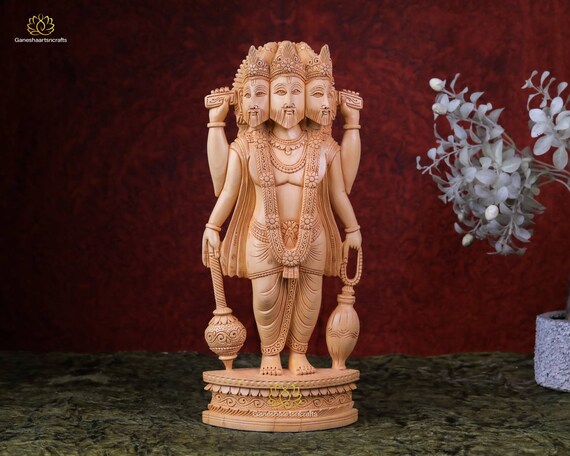 Lord Brahma Statue Wood Brahma Statue Consort of Saraswati - Etsy