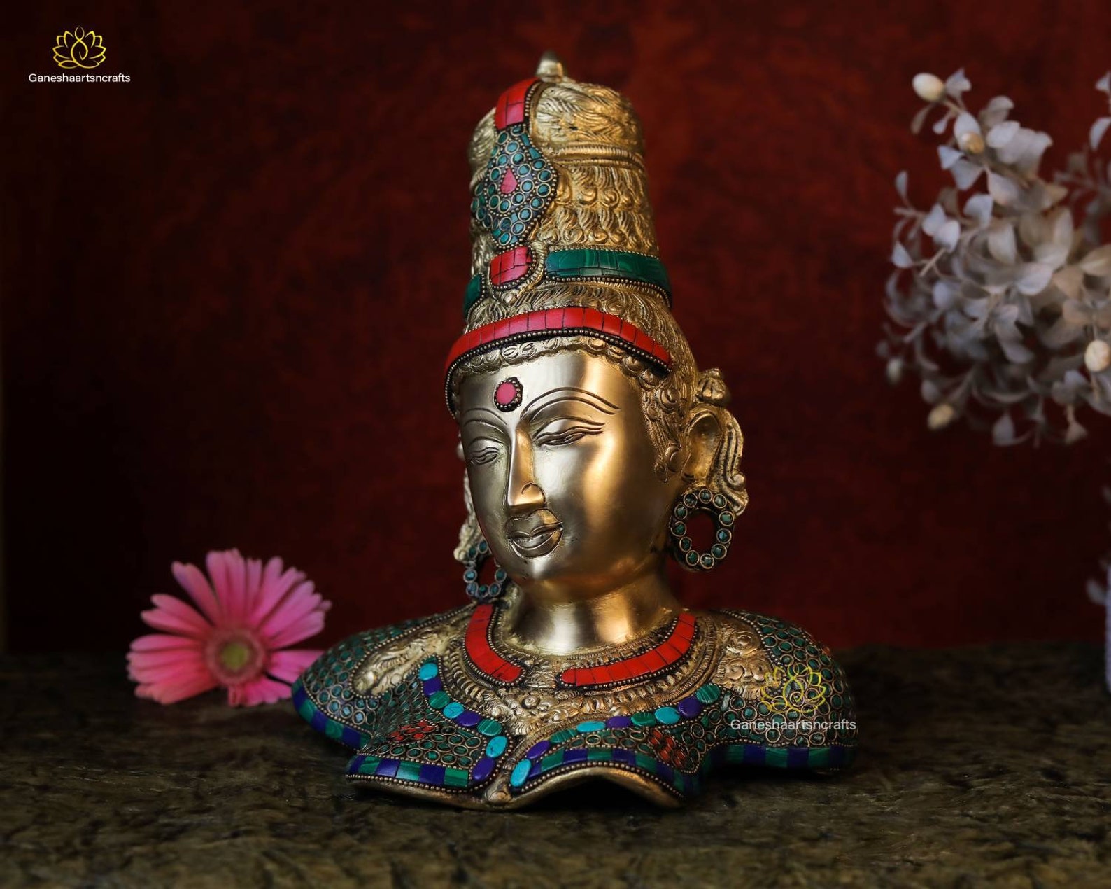 Parvati Bust Goddess Parvati Head Statue Brass Parvati - Etsy