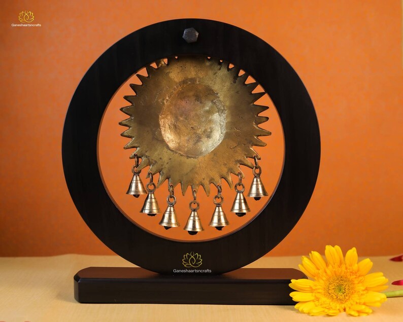 Sun Bell Wooden Base Surya Idol Brass Bell of Sun the - Etsy
