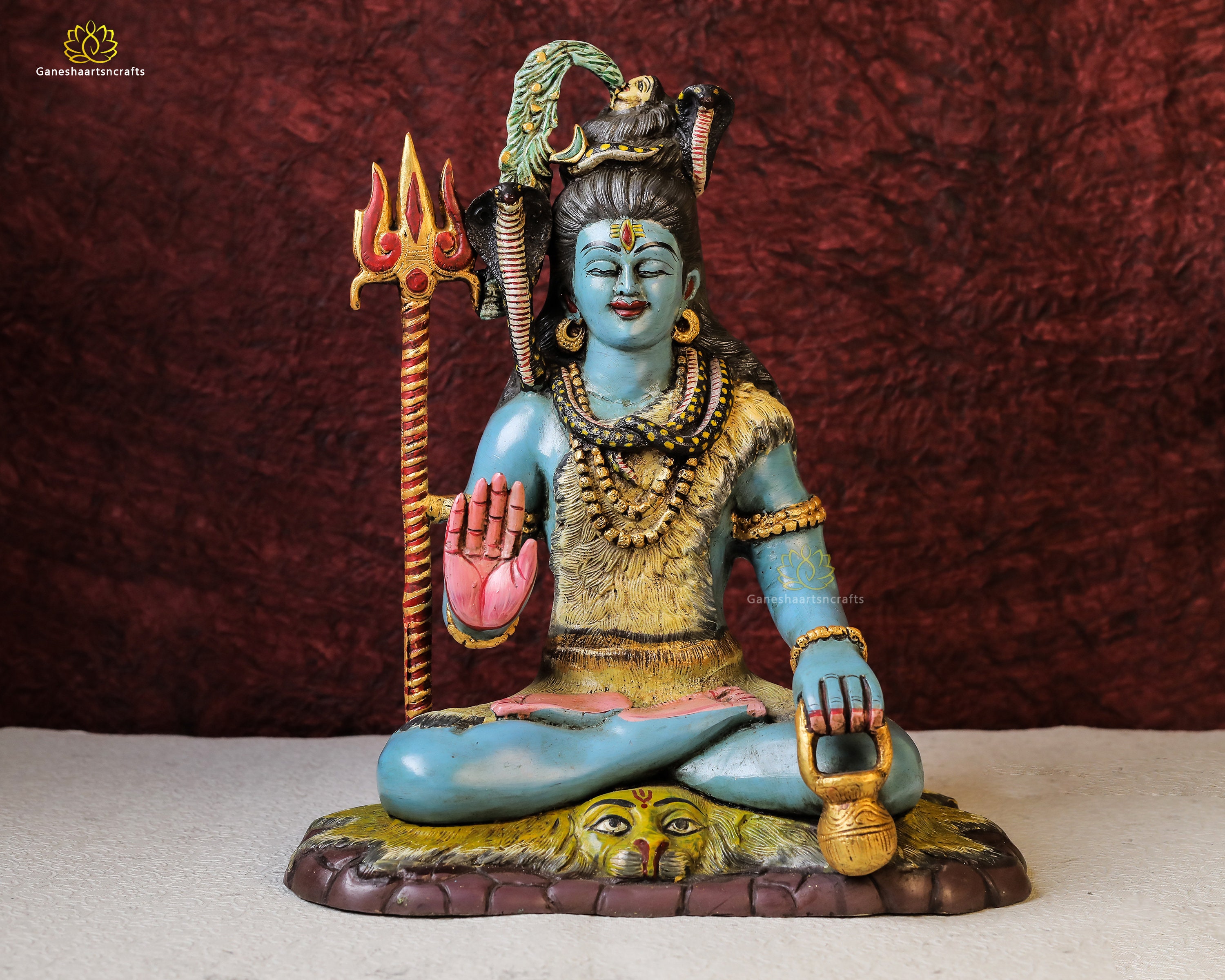 Lord Shiva Statue Brass Hand Painted Shiv Mahadeva - Etsy UK