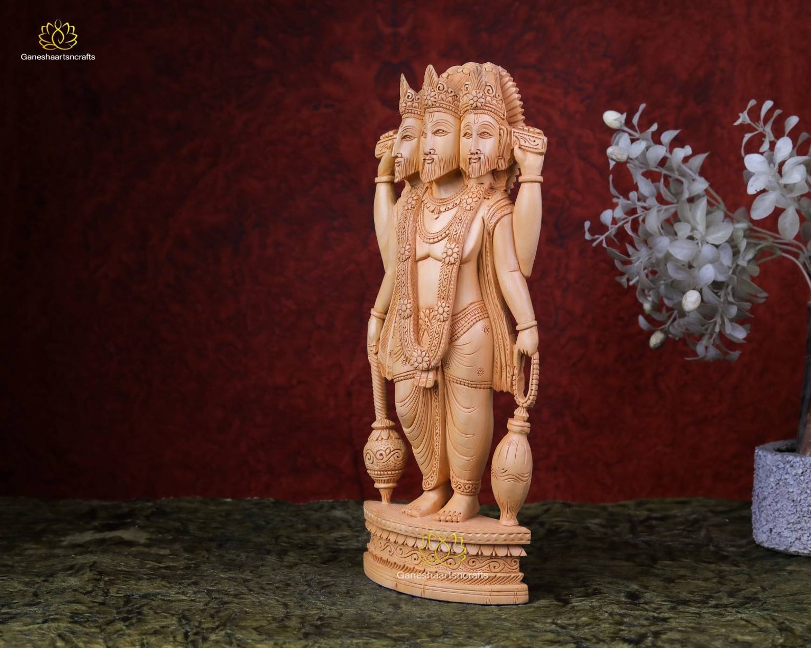 Lord Brahma Statue Wood Brahma Statue Consort of Saraswati | Etsy