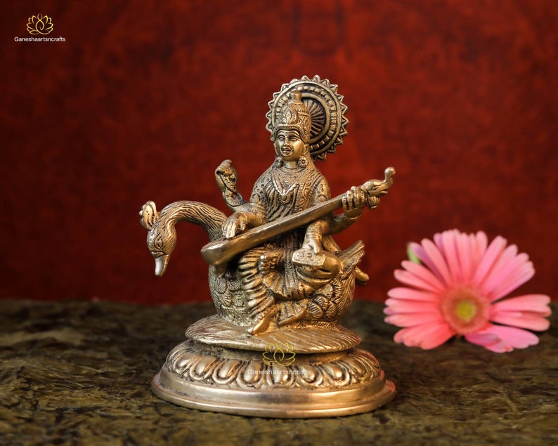 Saraswati Statue 18 CM Goddess OF Music Art Savitri | Etsy