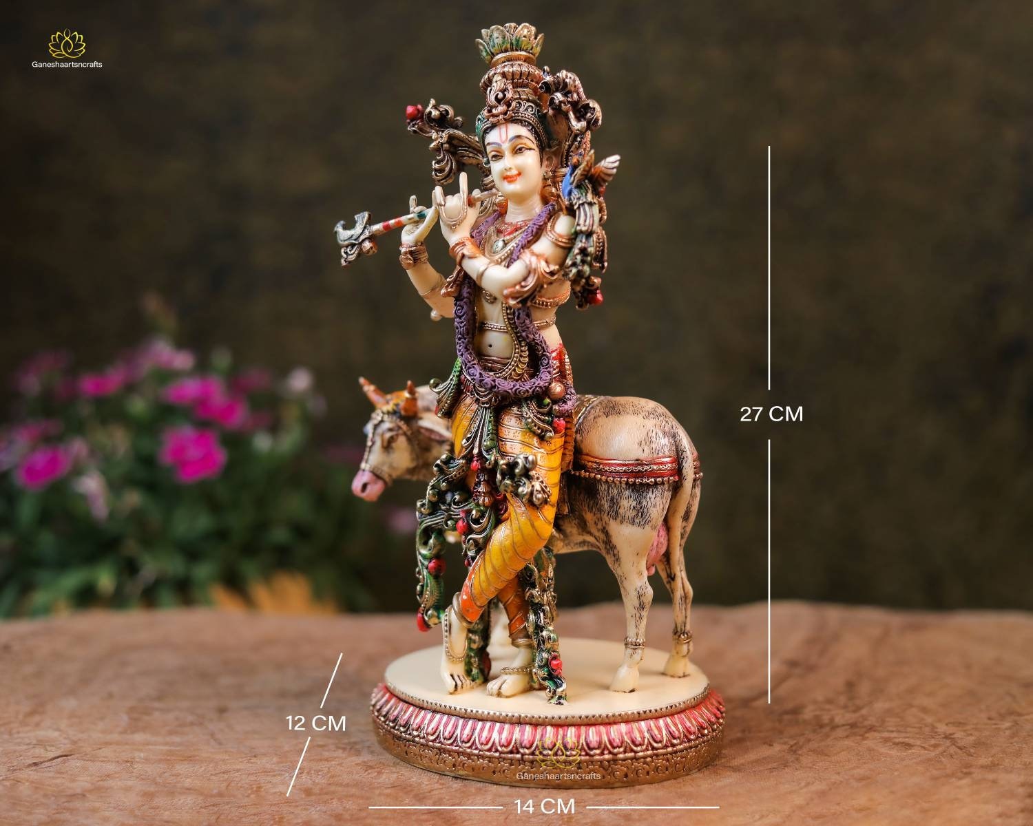 Cow Krishna Statue Lord Krishna Statue Cultured Marble - Etsy Canada