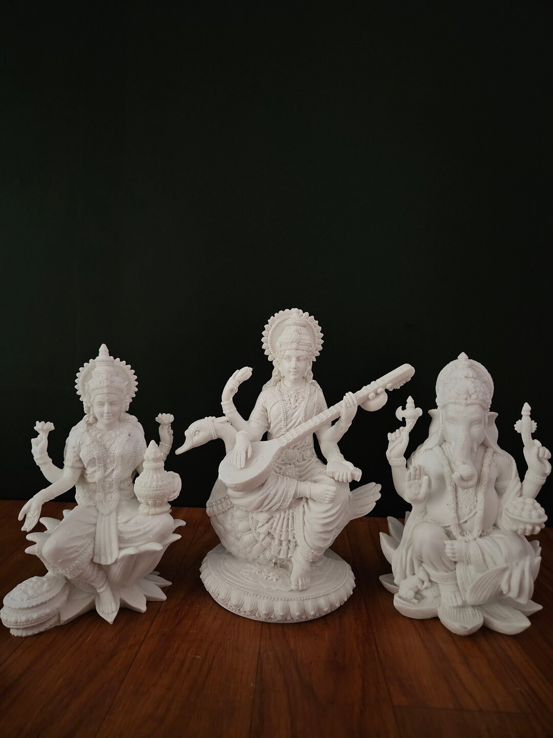 Lakshmi Ganesh Saraswati Idol: Marble Dust Hindu Gods, Diwali Puja - Etsy