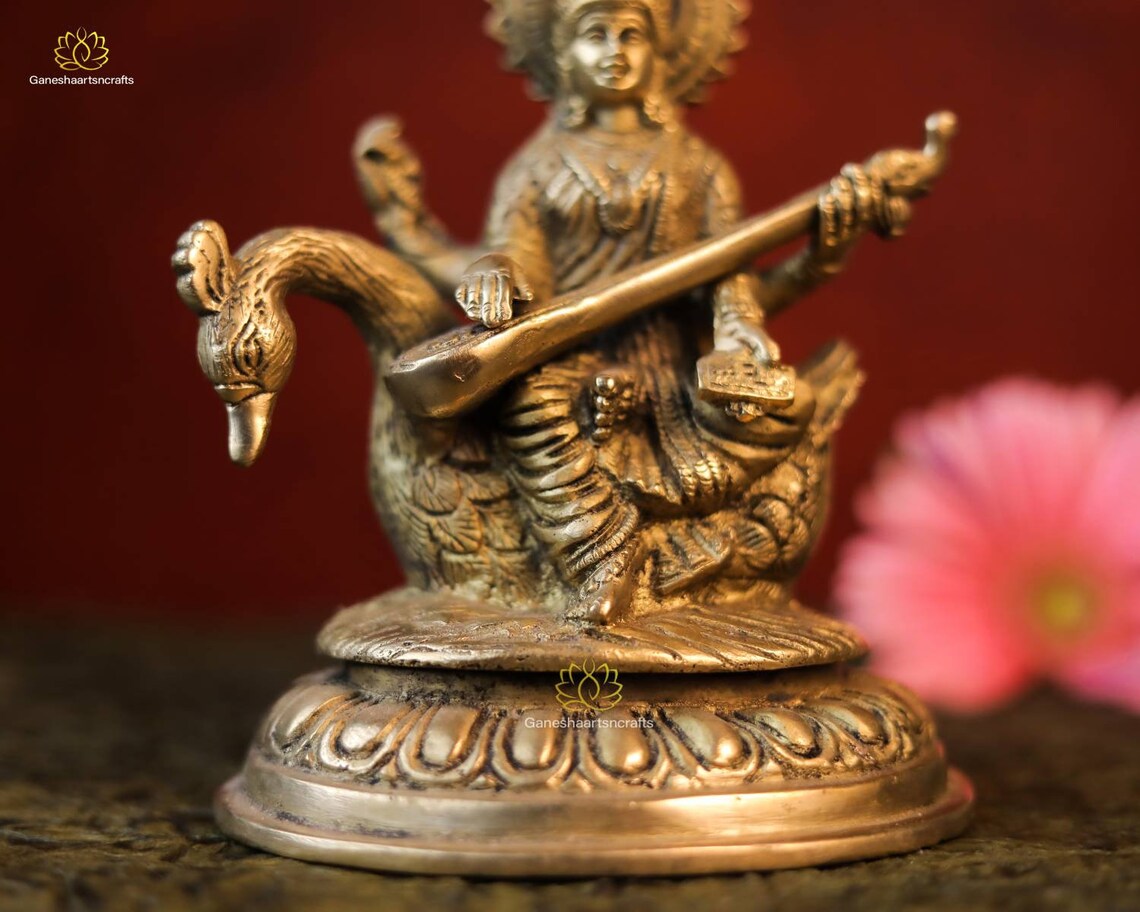Saraswati Statue 18 CM Goddess OF Music Art Savitri | Etsy