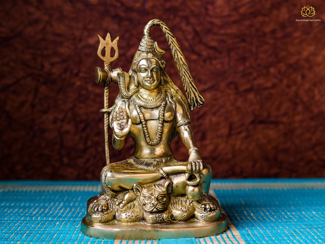 Small Brass Lord Shiva Statue: Meditating Shivshankara Sculpture - Etsy