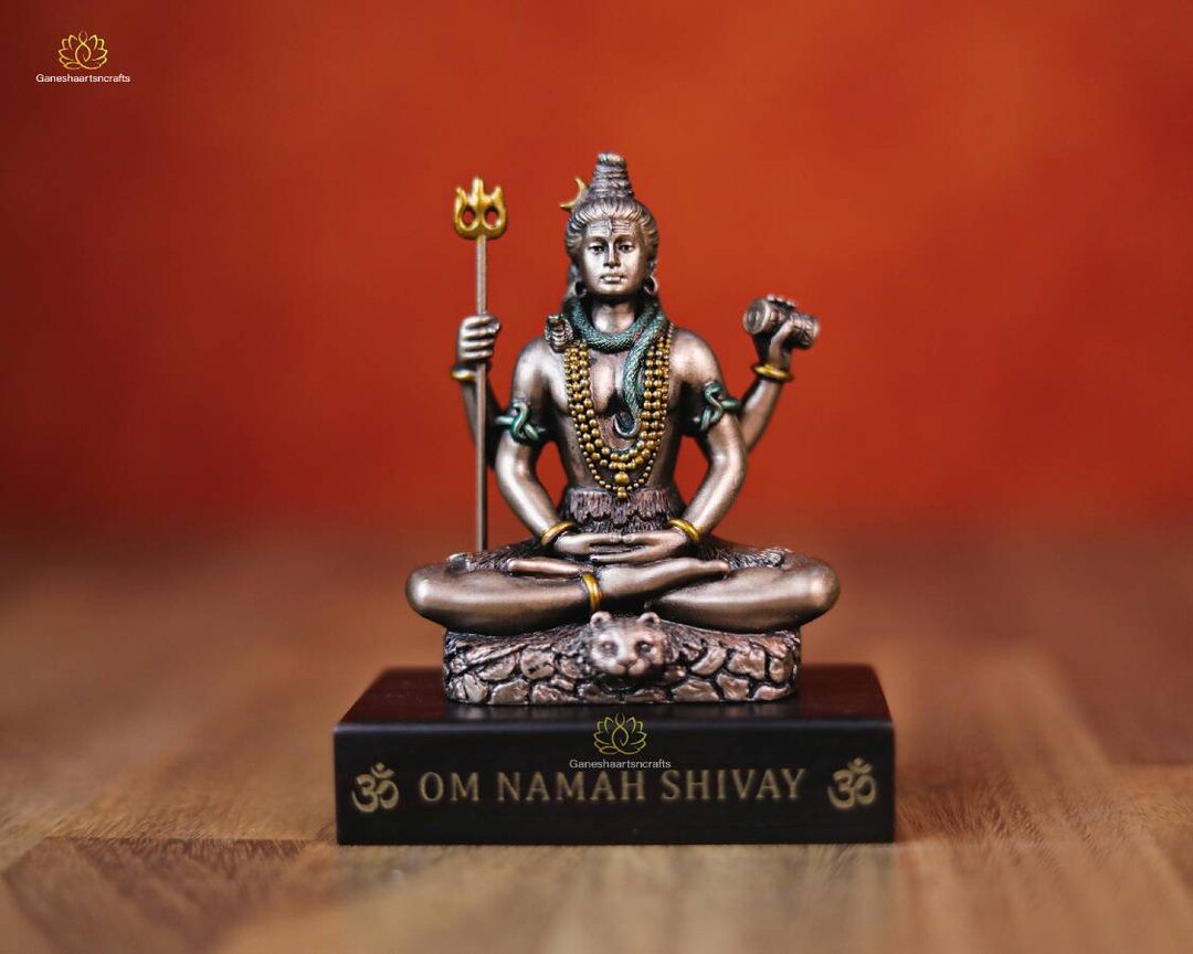 Estatua de Shiva / Shiva meditando / Señor Shiva con base de madera ...