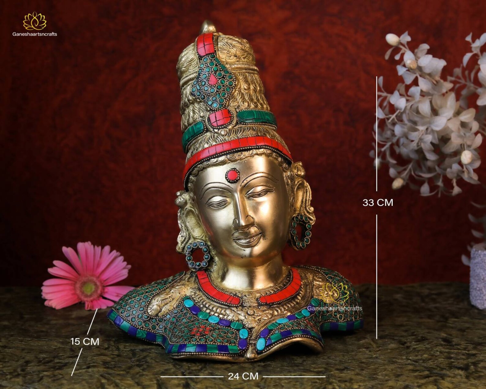 Parvati Bust Goddess Parvati Head Statue Brass Parvati - Etsy