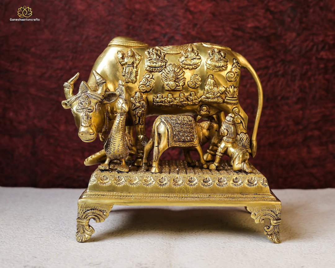 Buy Cow Calf Statue Kamdhenu Statue Holy Cow Mother Cow & Calf Feeding ...