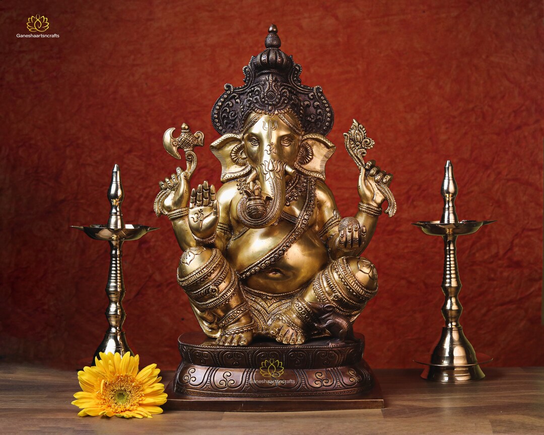 Ganesh Statue | 40 CM Brass Ganesha Statue | Lord Ganesha With Right ...