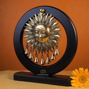 Sun Bell | Wooden Base Surya Idol | Brass Bell of Sun | the Sun God ...
