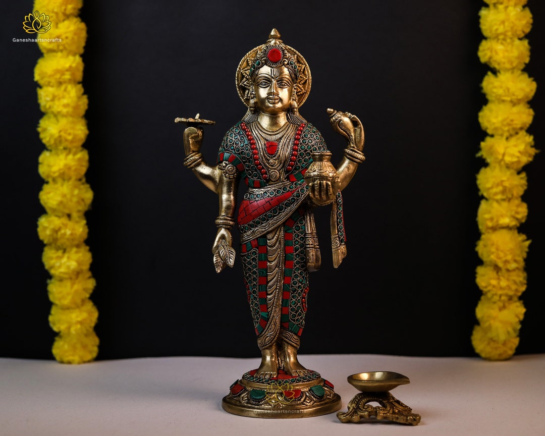 Dhanvantari Statue | Lord Brass Dhanwantri With Stone Work | God of ...