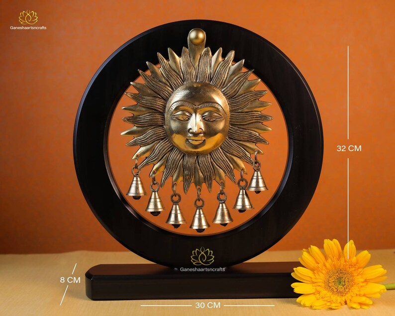 Sun Bell Wooden Base Surya Idol Brass Bell of Sun the - Etsy