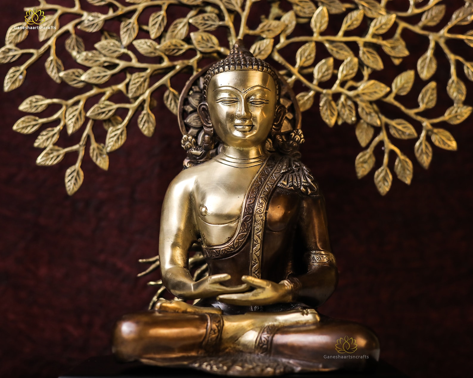 Bodhi Tree Buddha Statue Lord Buddh Brass Tree With Wood - Etsy