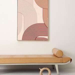 Mid Century Wave Abstract, Modern Digital Art, Minimal Line Art, Beige ...
