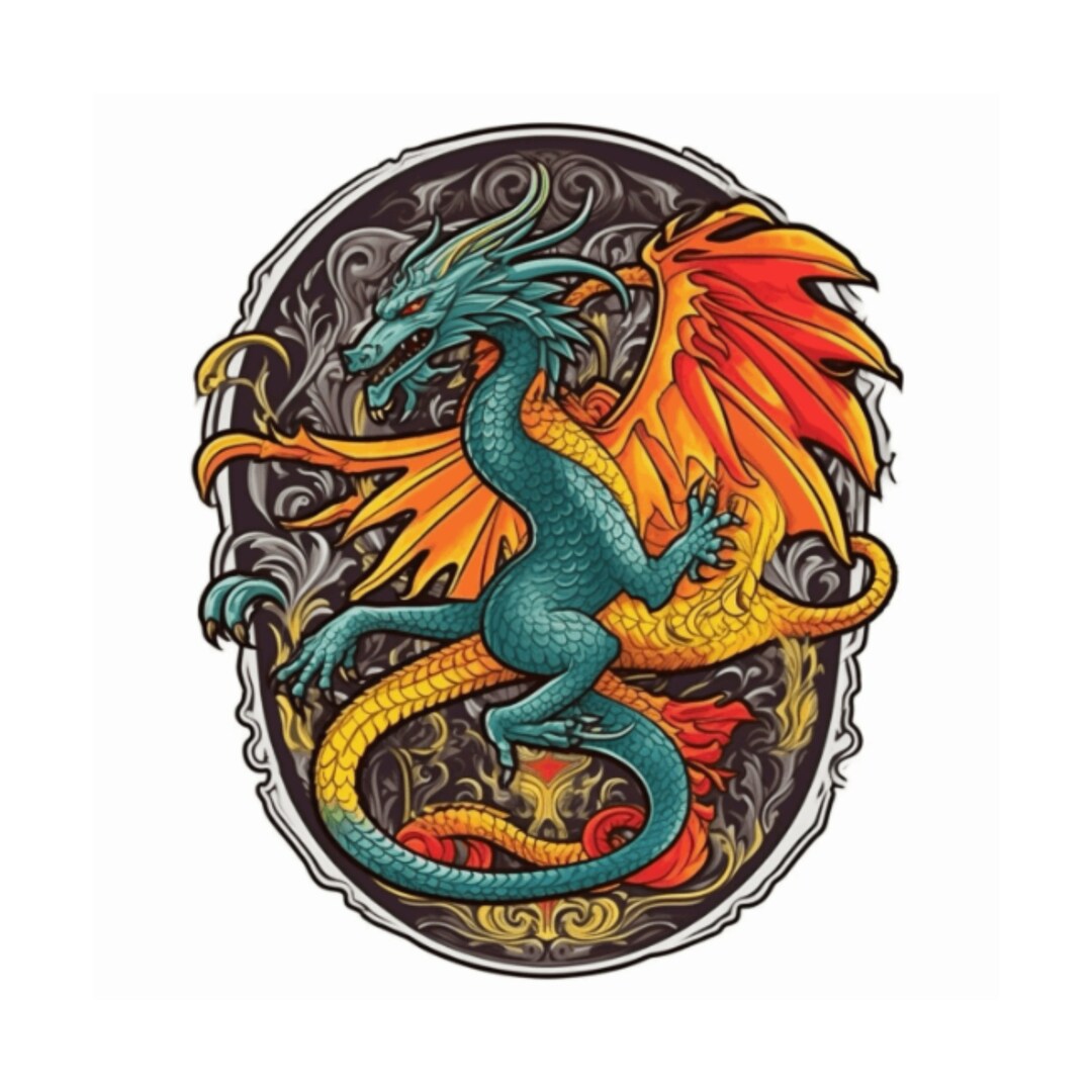 Crest Dragon Sticker, Folklore Decal Sticker, Vinyl Stickers Decals ...