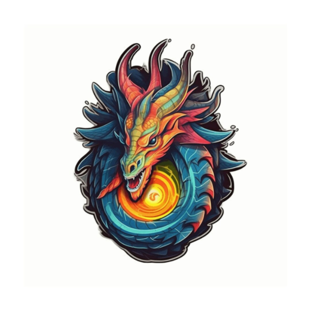 Crest Dragon Sticker, Folklore Decal Sticker, Vinyl Stickers Decals ...
