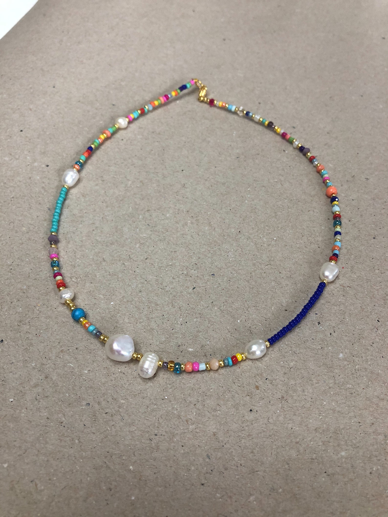 Seed Bead Necklace Beaded Necklace Colorful Necklace - Etsy