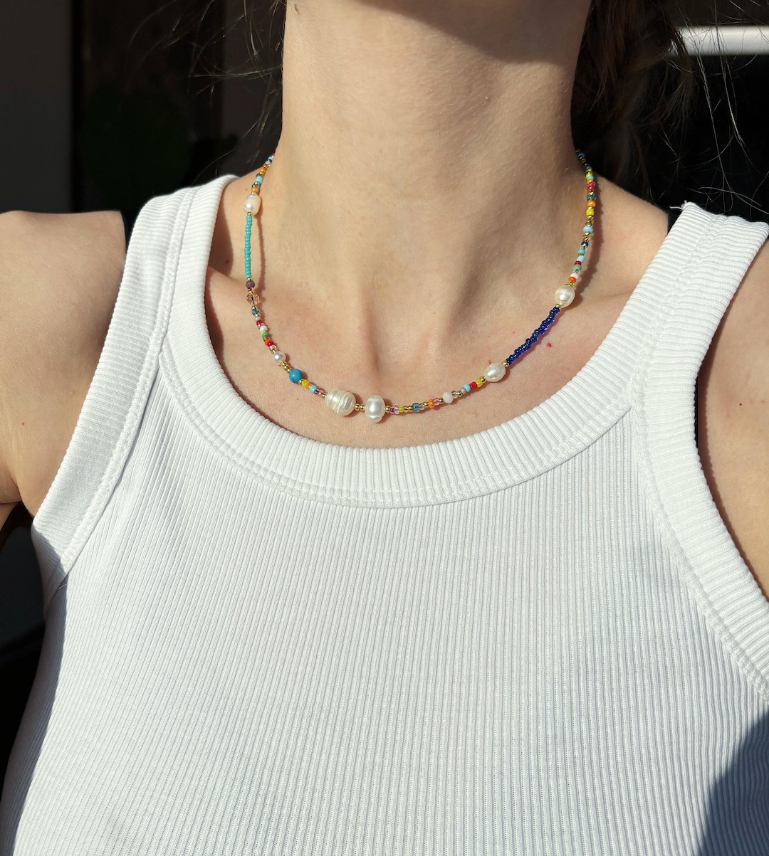 Seed Bead Necklace , Beaded Necklace, Colorful Necklace, Handmade ...