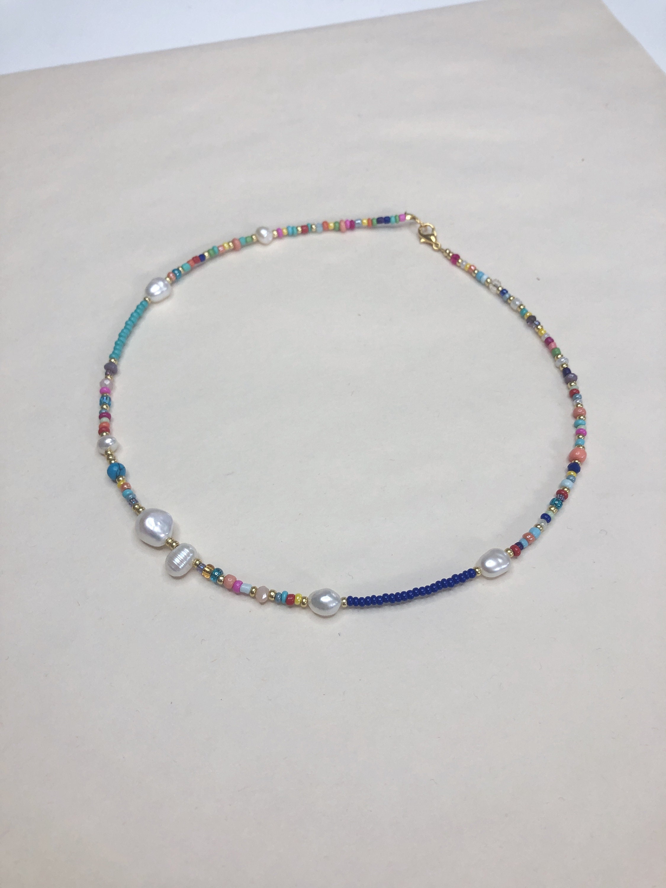 Seed Bead Necklace Beaded Necklace Colorful Necklace - Etsy