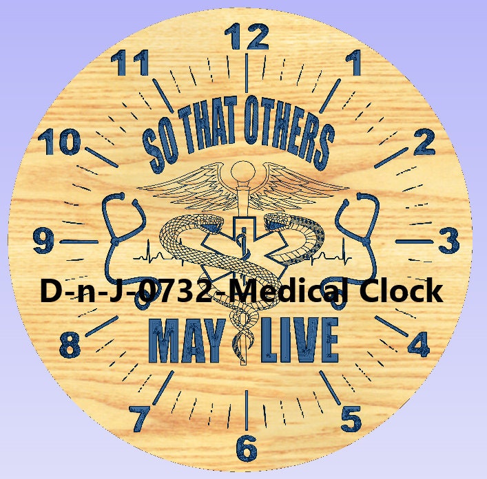2d Dxf Svg, CNC Model, Medical Clock, First Responder Clock, D-n-j-0732 ...