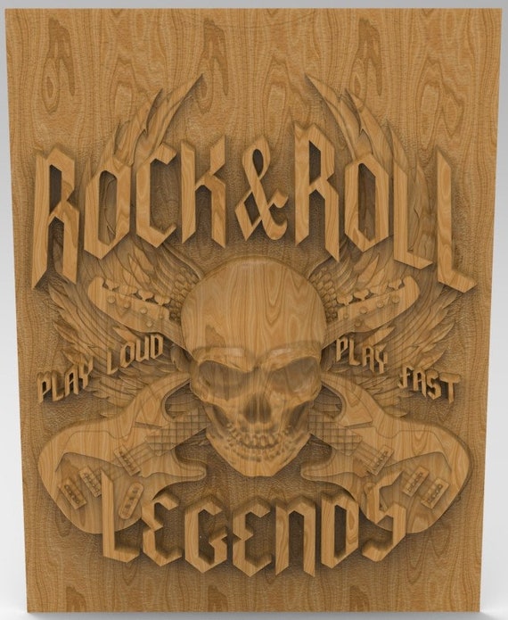 3d Stl Models Stl CNC Model Rock & Roll Design Skull | Etsy Canada